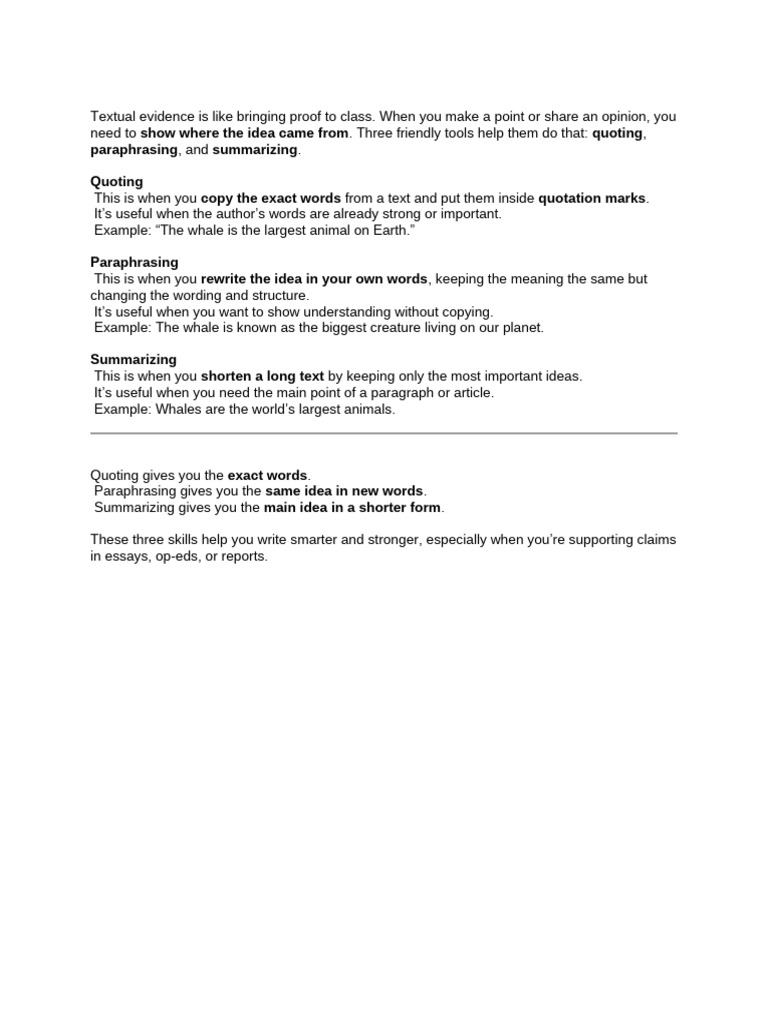Mastering Quoting, Paraphrasing, Summarizing | PDF