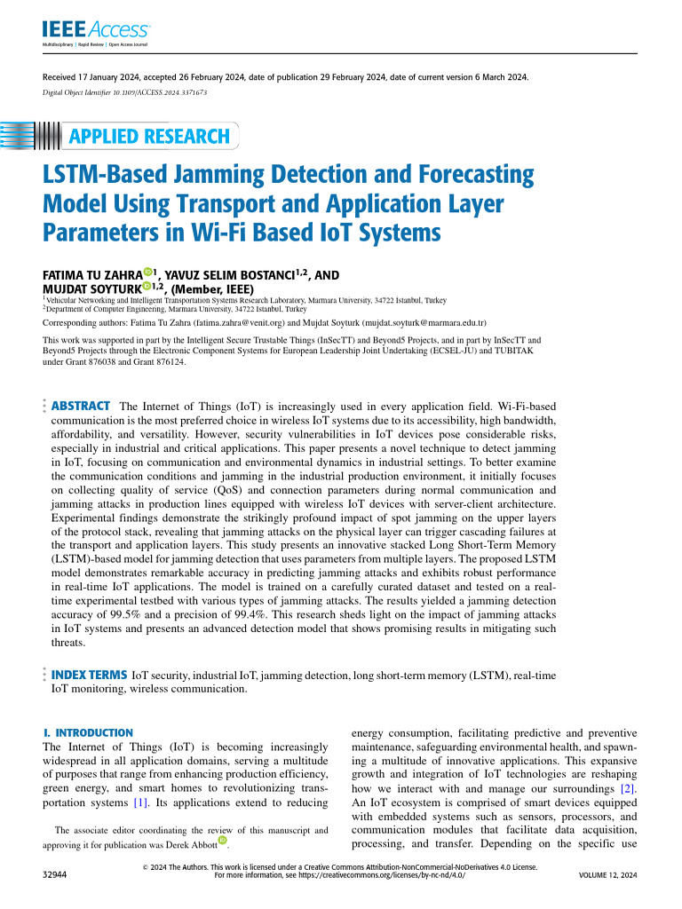 LSTM-Based Jamming Detection and Forecasting | PDF | Internet Of Things ...