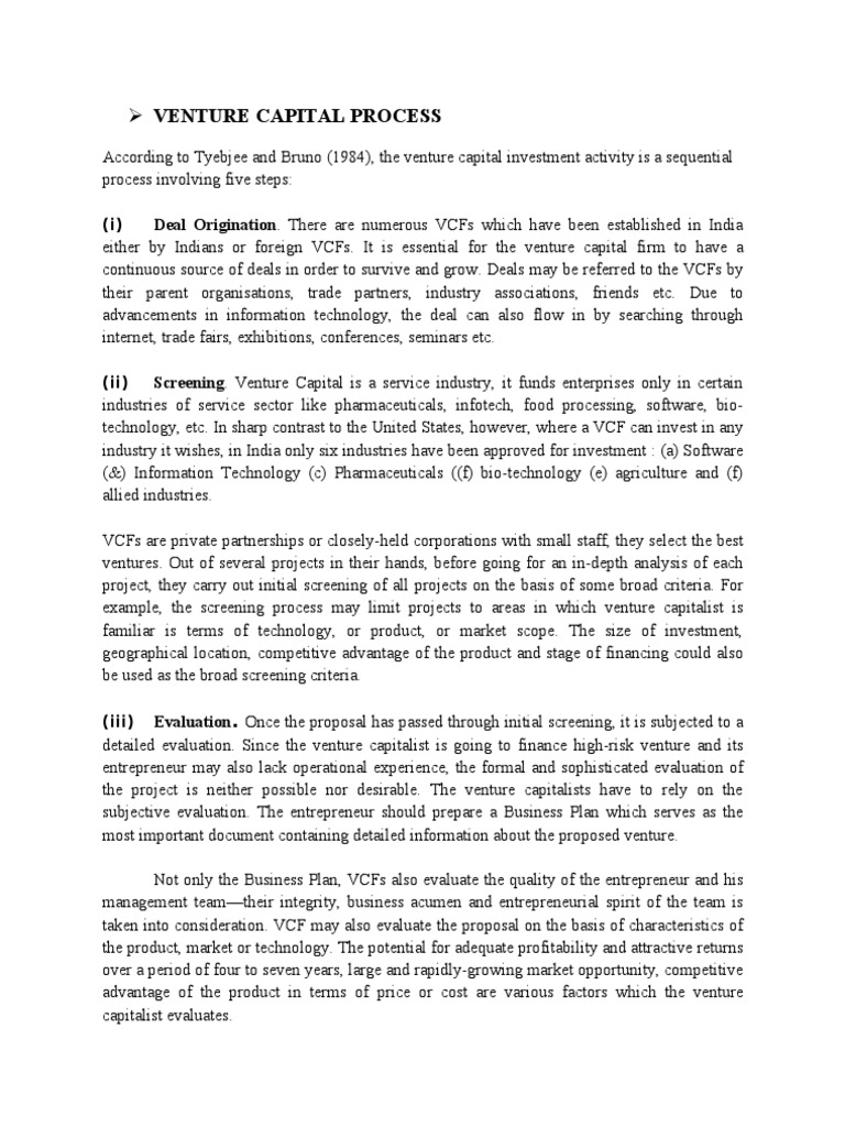 Venture Capital Process | PDF | Venture Capital | Corporate Finance