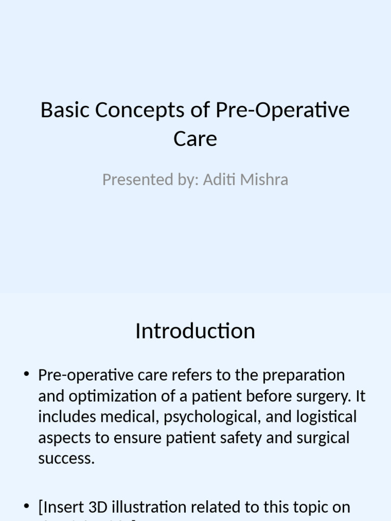 Pre-Operative Care Essentials Guide | PDF | Surgery | Medical Specialties