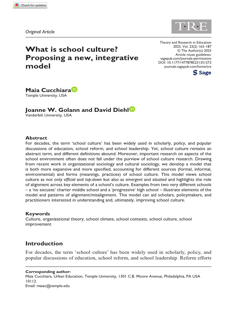Integrative Model of School Culture | PDF | Organizational Culture ...