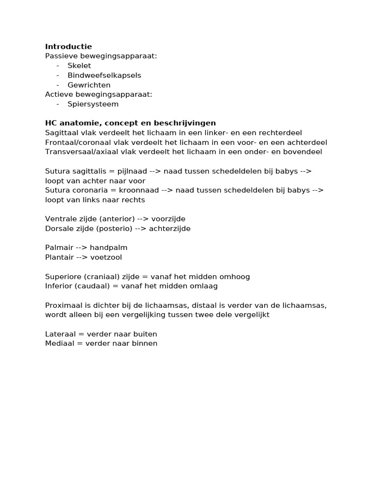HC2 - Anatomie, Concept en Beschrijvingen | PDF