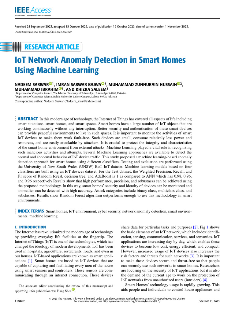 4.IoT Network Anomaly Detection in Smart Homes Using Machine Learning | PDF | Internet Of Things ...