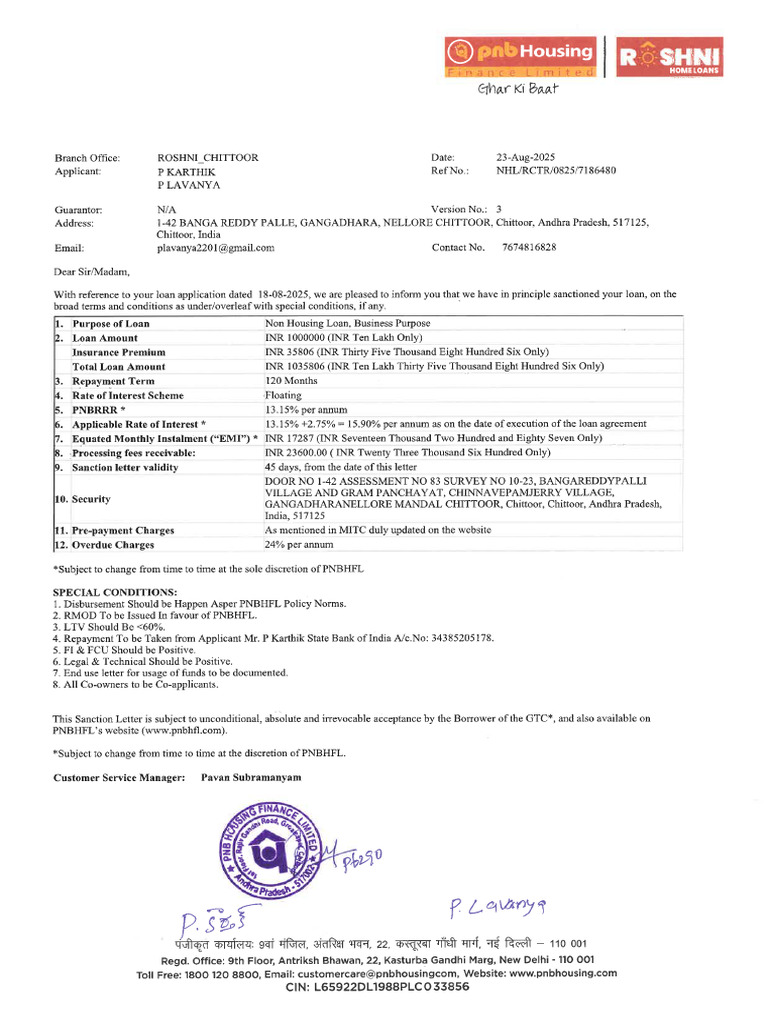 Sanction Letter | PDF