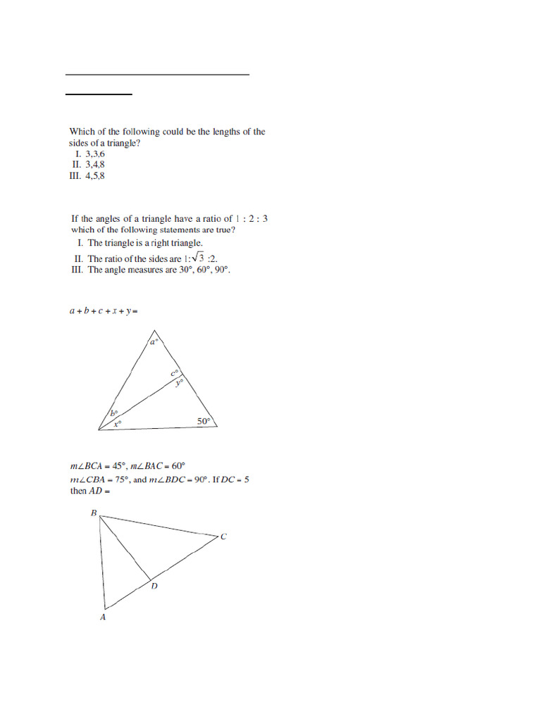 SAT Geometry: Triangles and Circles | PDF