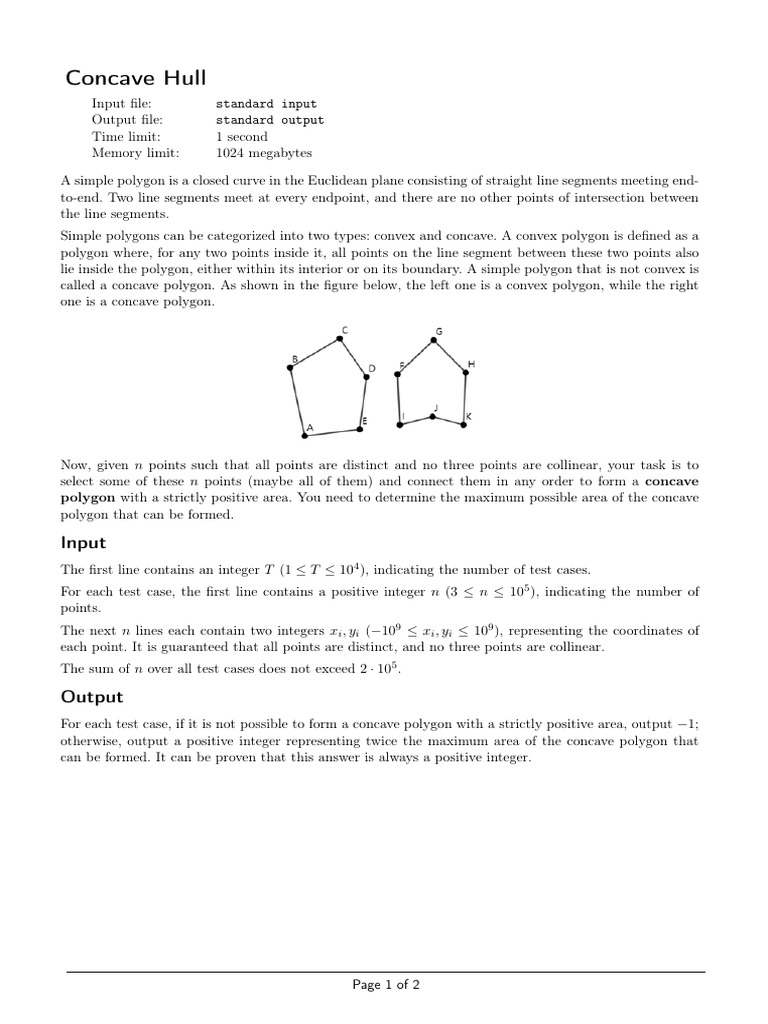 Maximum Area Concave Polygon Calculation | PDF