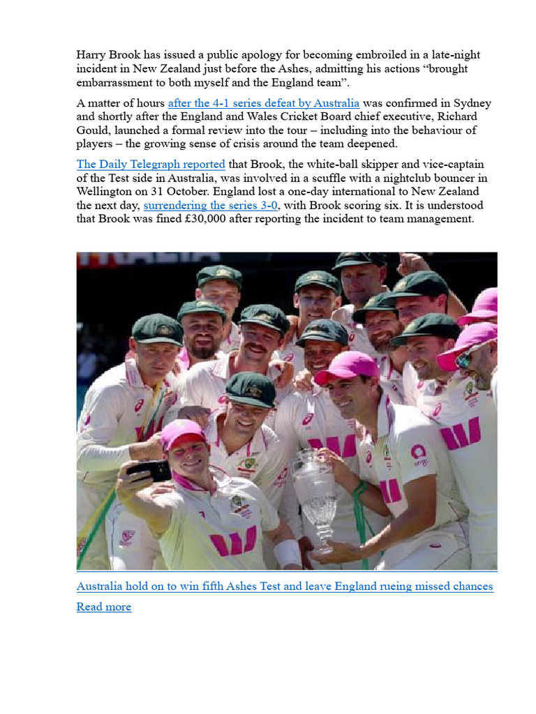 Harry Brooks Get Up! | PDF | England Cricket Team | The Guardian