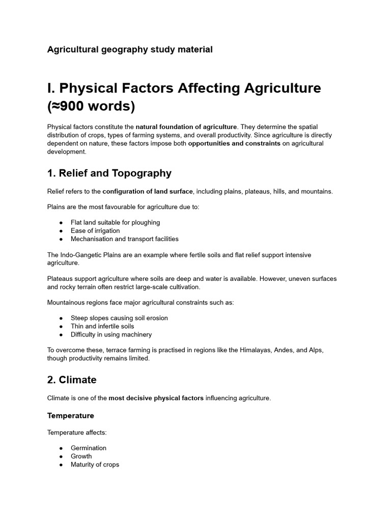 Agricultural Geography Study Guide | PDF | Food Security | Agriculture