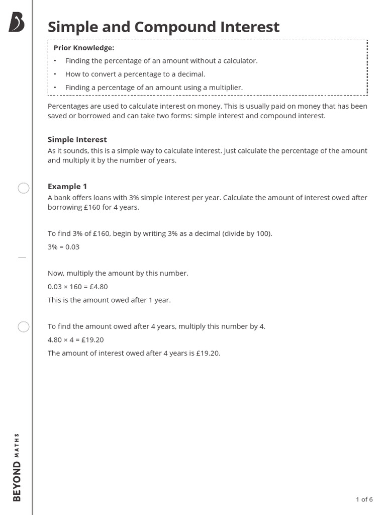 Simple and Compound Interest Print (2) | PDF | Interest | Compound Interest