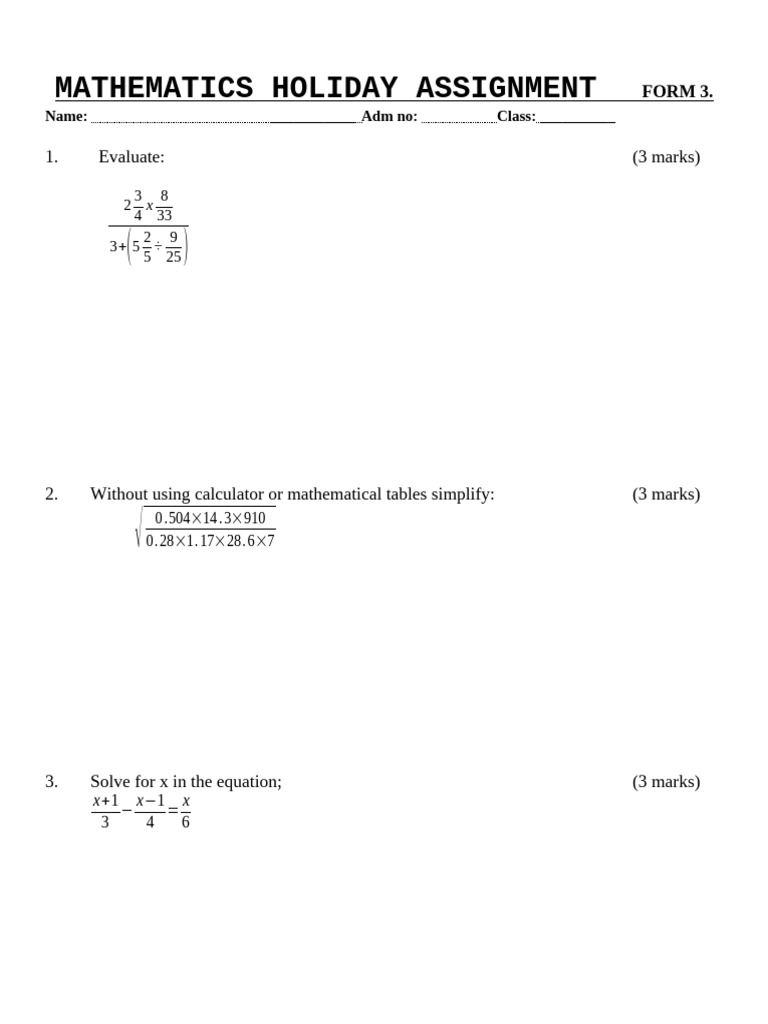 Form 3 Dec Maths | PDF | Area | Line (Geometry)