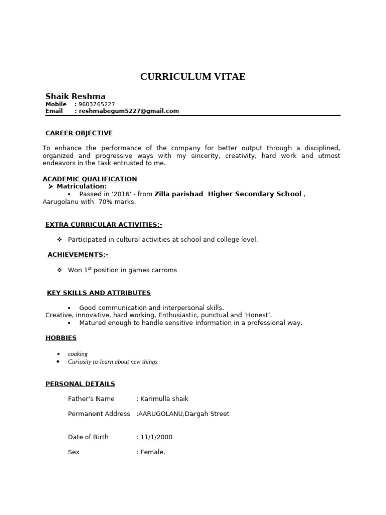 Reshma Shaik Resume | PDF