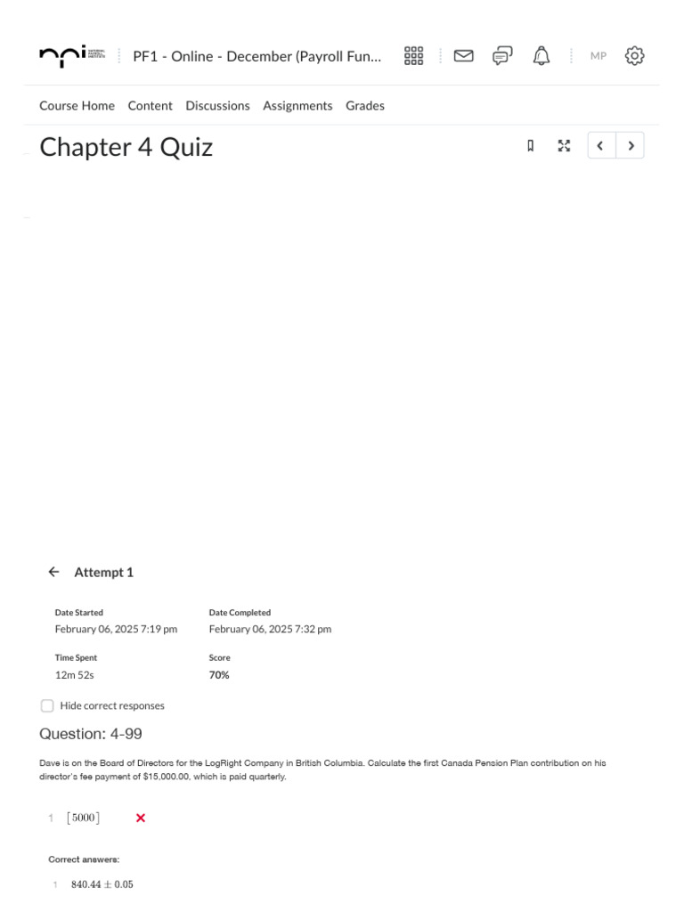 Chapter 4 Quiz - PF1 - Online - December (Payroll Fundamentals 1) | PDF ...