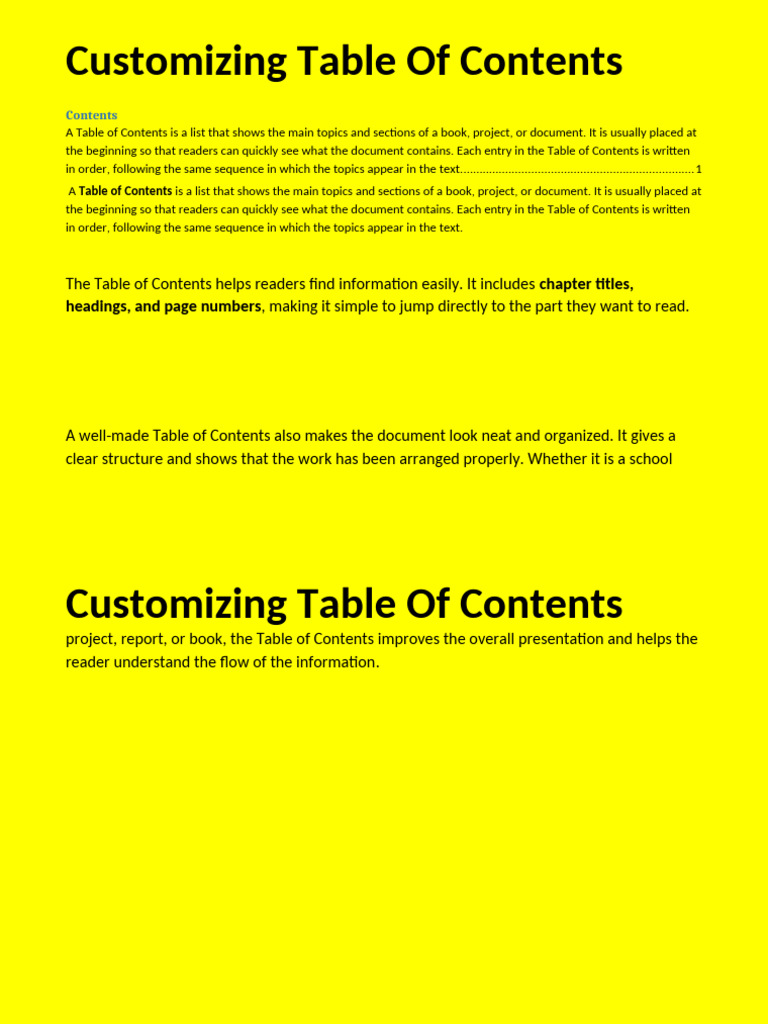 How to Customize a Table of Contents | PDF