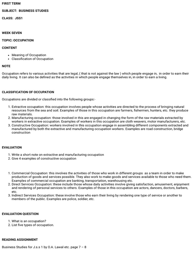 Occupation | PDF
