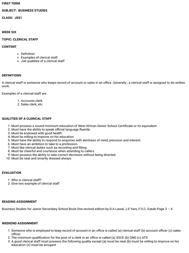 Understanding Clerical Staff Roles | PDF