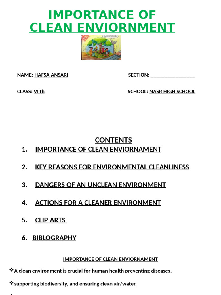 Importance of a Clean Environment | PDF | Waste | Pollution