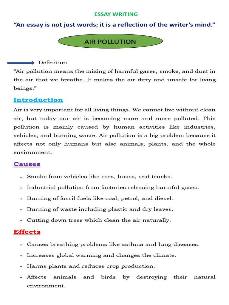 Understanding Air Pollution Causes & Solutions | PDF
