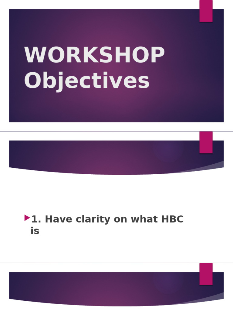 Hbc Workshop Objectives | PDF