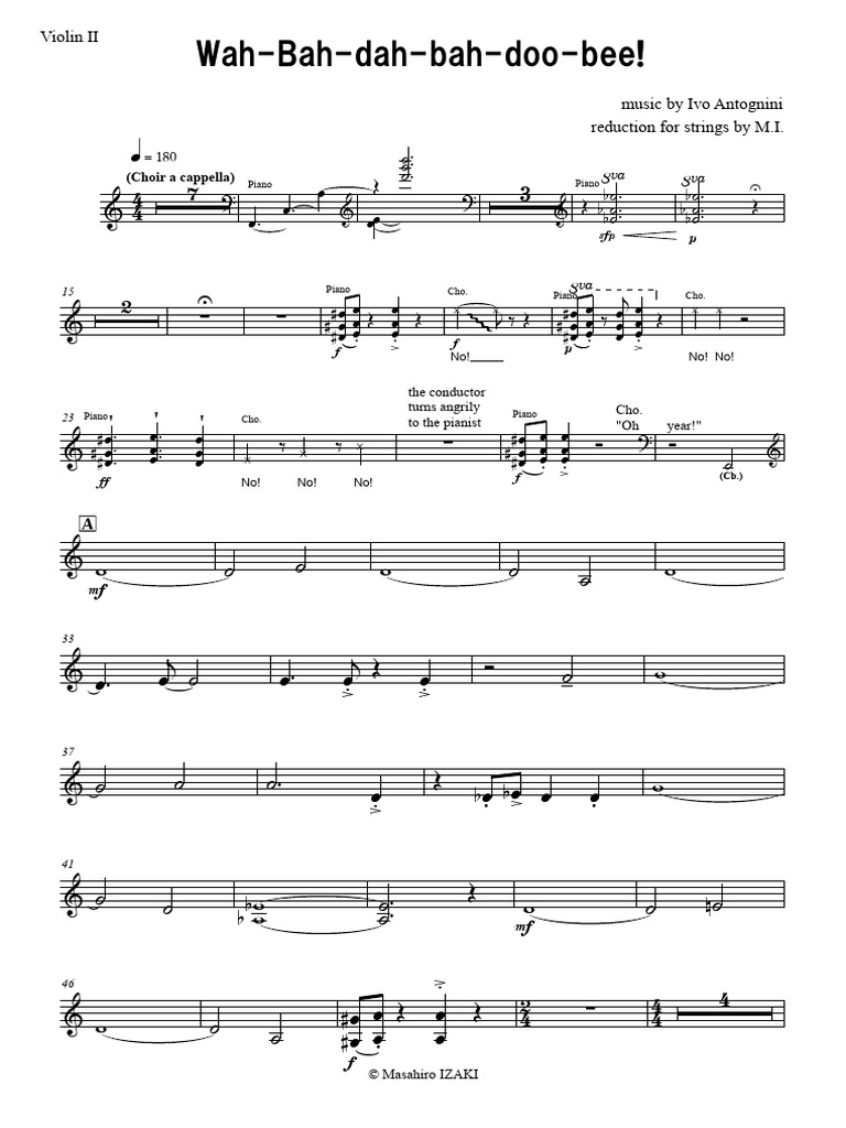 Antognini_Wah Bah Dah Bah Doo Bee! Violin II | PDF | Musical ...