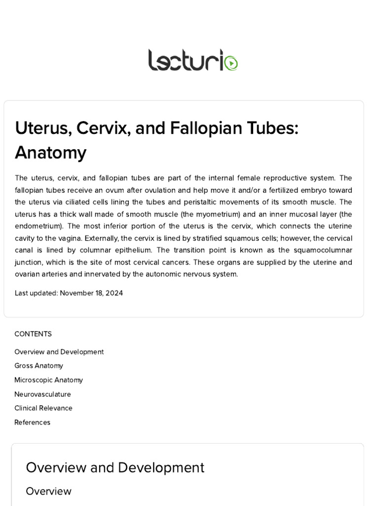 Uterus, Cervix, And Fallopian Tubes_ Anatomy - Lecturio | PDF | Uterus ...