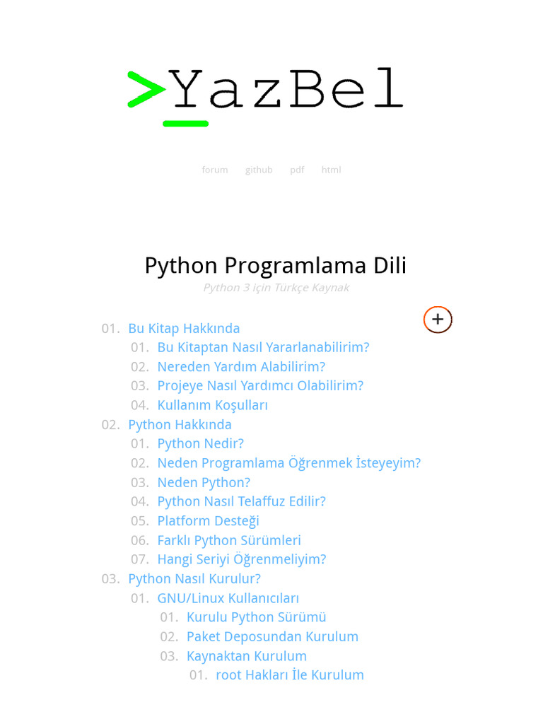 Python Programlama Dili — Yazbel Python Belgeleri | PDF