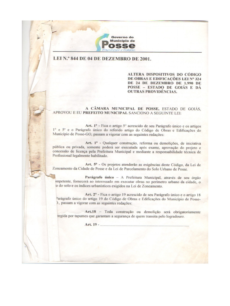 Codigo de Obras - Lei Nº. 844 | PDF