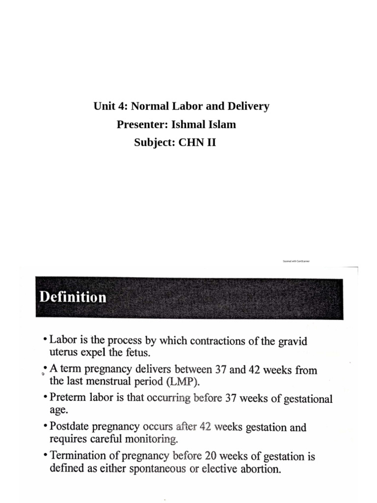 Unit-4 Normal Labour & Delivery | PDF