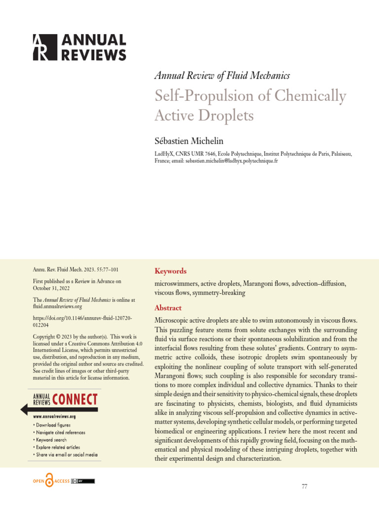 Self-Propulsion of Chemically Active Droplets | PDF | Surfactant ...