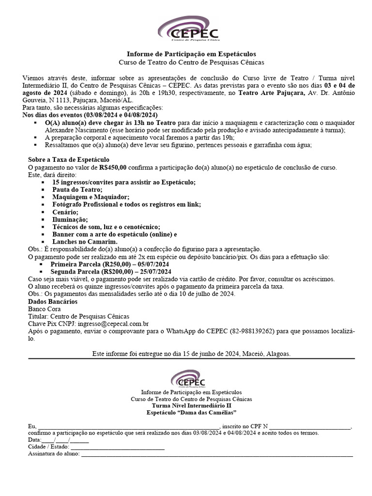 Informe A Dama das Camélias | PDF