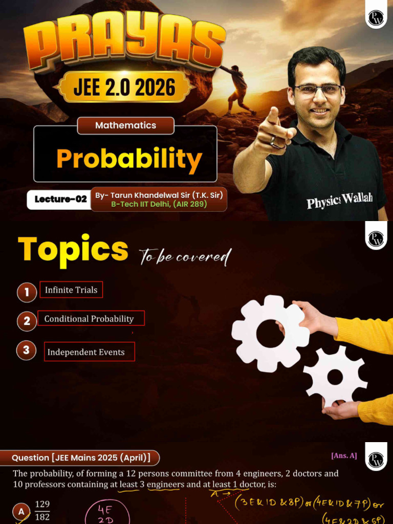 Probability 02 Class Notes - PW4FREE | PDF