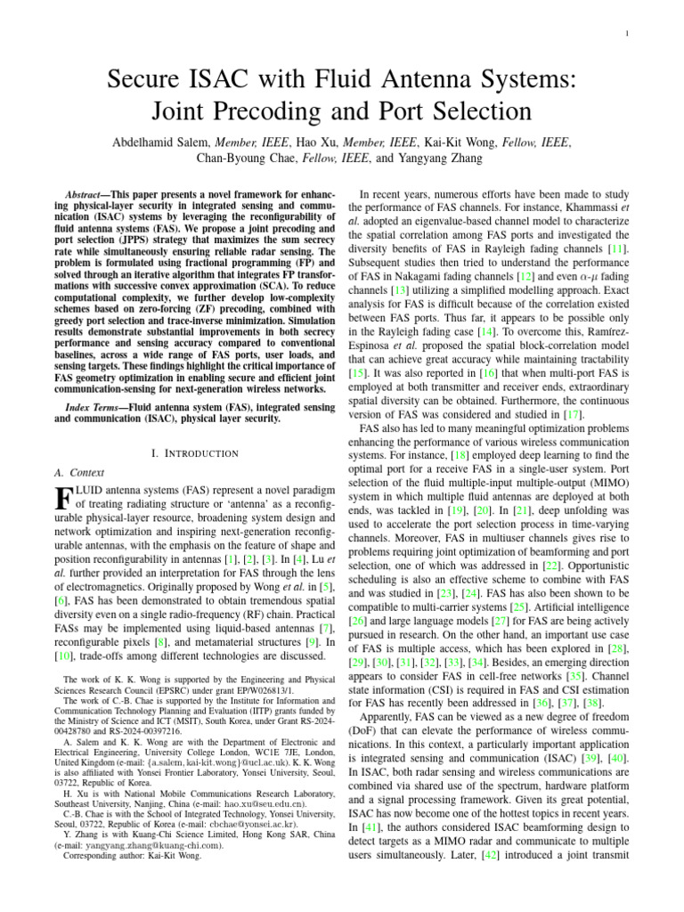 Secure ISAC With Fluid Antenna Systems Joint Precoding and Port ...