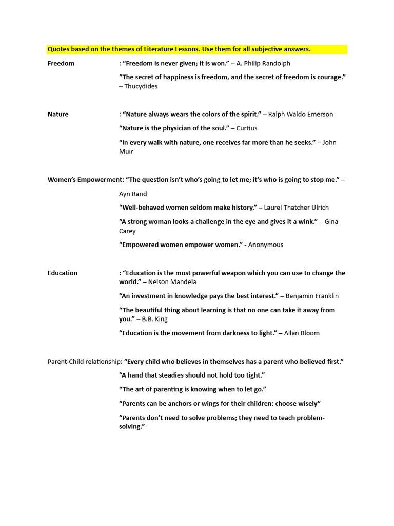 Inspirational Quotes on Key Themes | PDF