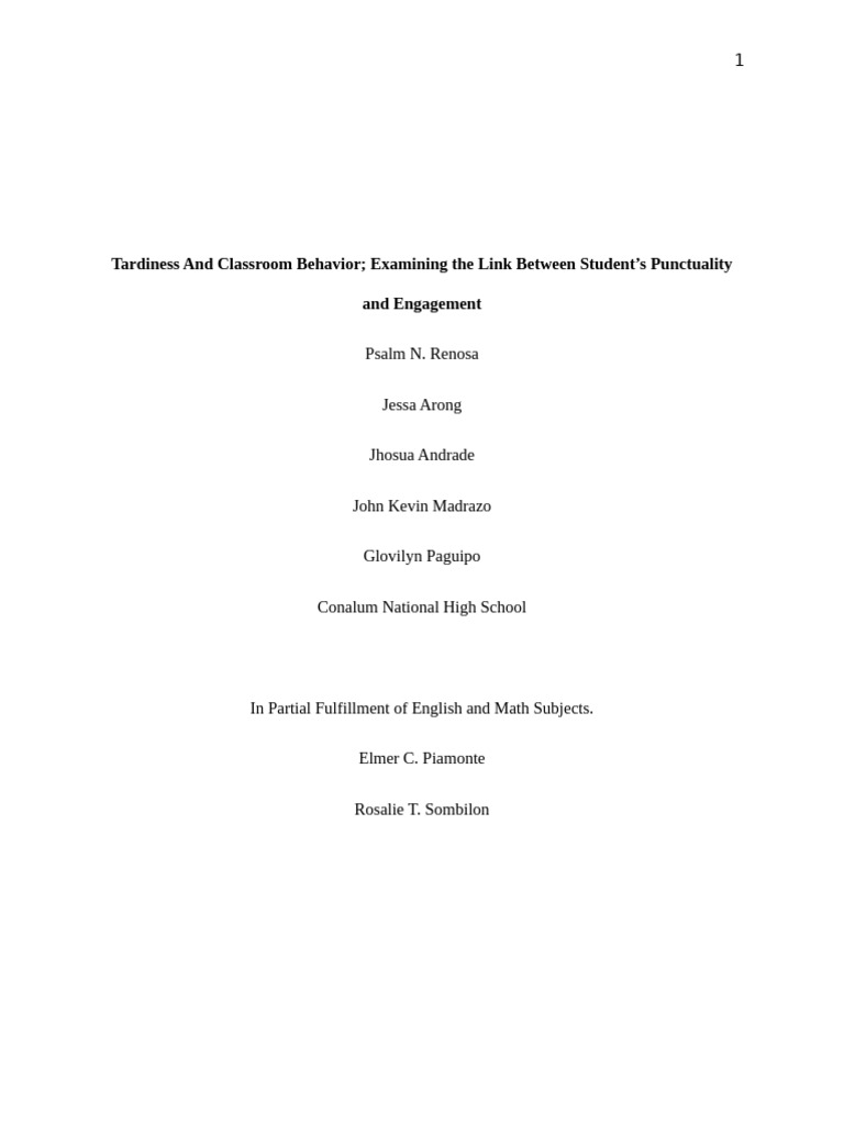 Impact of Tardiness on Student Engagement | PDF | Learning | Teachers