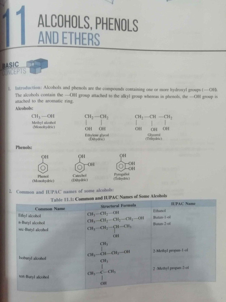 Alcohols, Phenols and Ethers Note | PDF