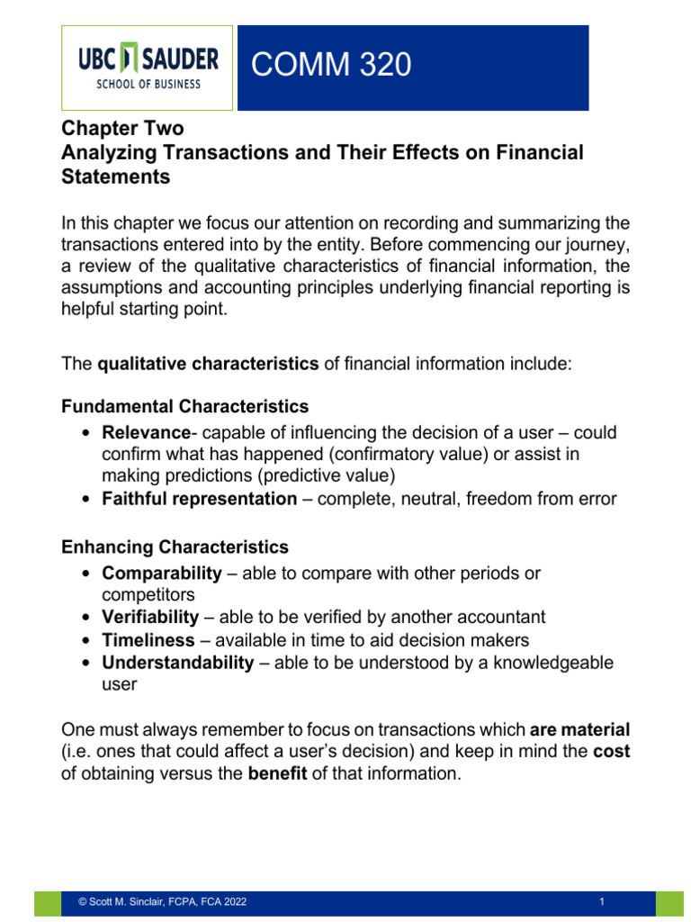 Chapter 2 Notes -Sms2022COMM 320 | PDF | Revenue | Equity (Finance)