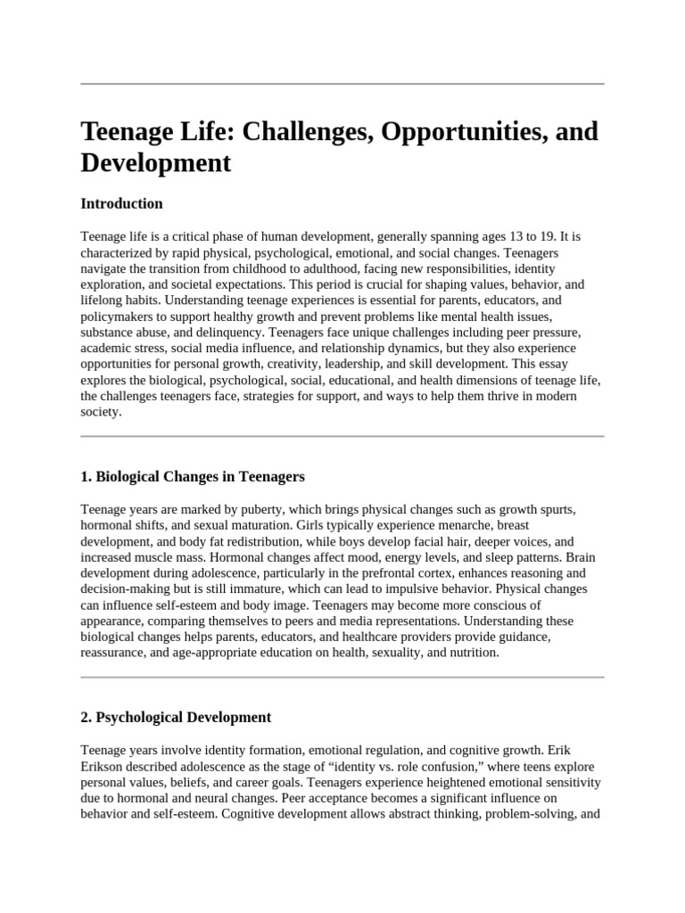 Teenage Life | PDF | Adolescence | Mental Health
