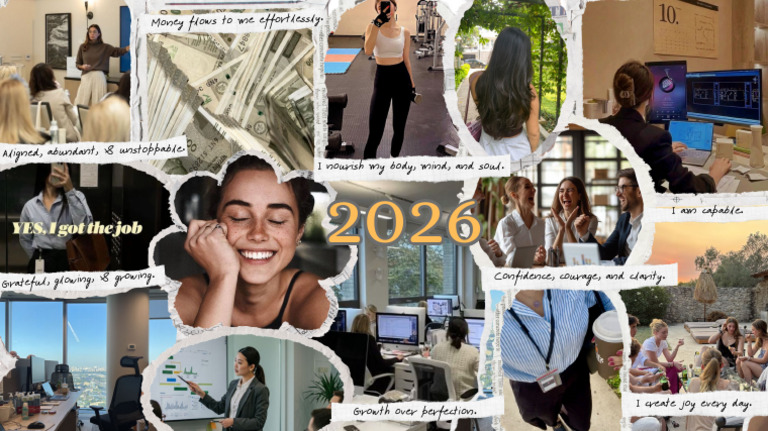 Cream Aesthetic Minimalist Vision Board Desktop Wallpaper | PDF