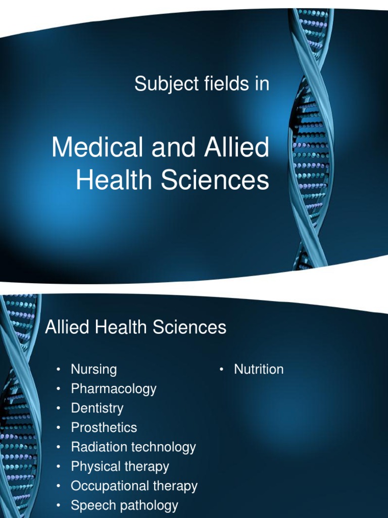 Subject Fields in Medical and Allied Health Sciences | PDF