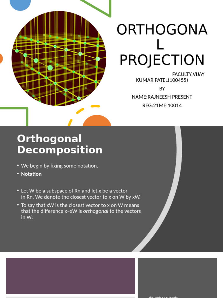 Orthogonal Projection | PDF | Vector Space | Linear Subspace