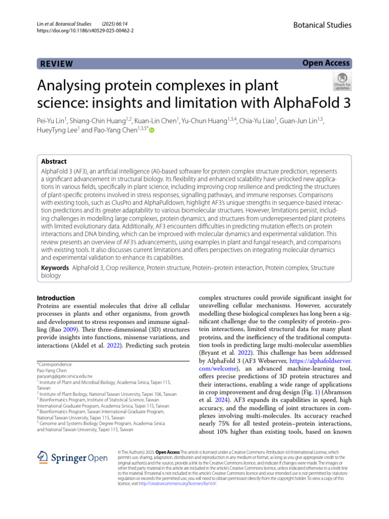 AlphaFold 3 in Plant Protein Analysis | PDF | Proteins | Protein ...