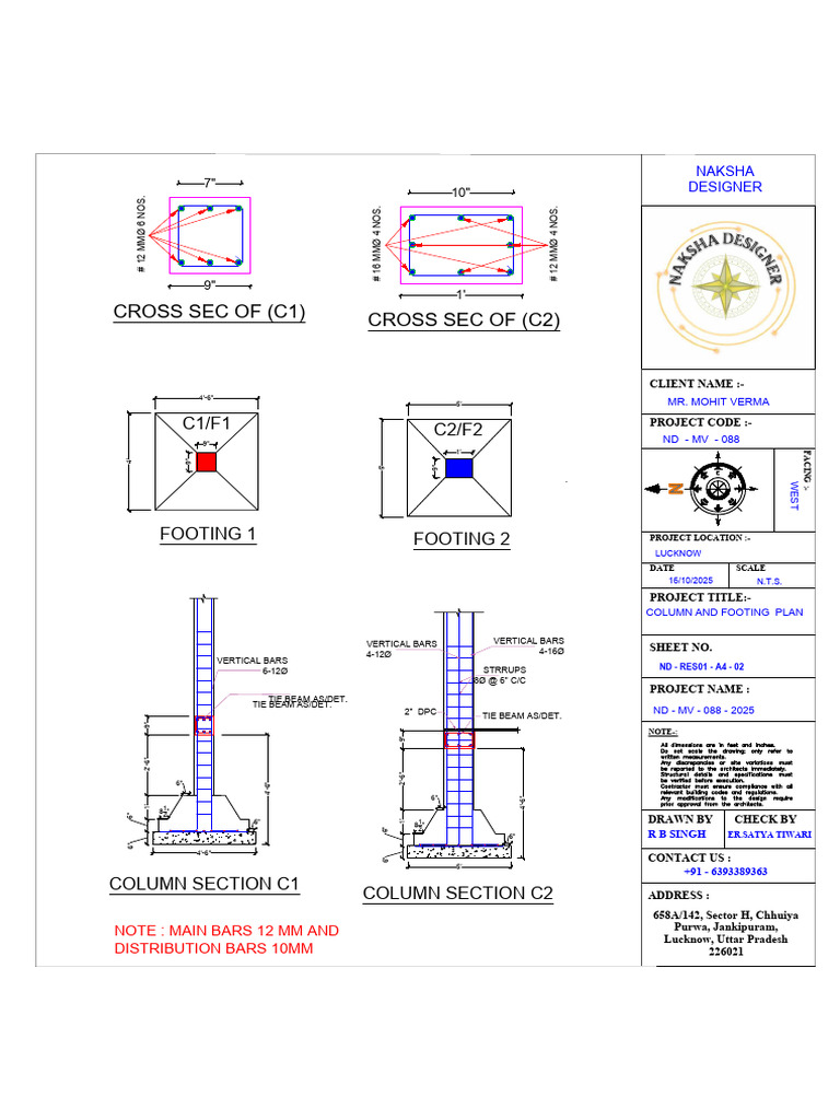 ND 088 Footing and Column Details | PDF
