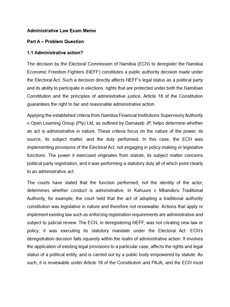Administrative Law Exam Memo | PDF | Administrative Law | Judicial Review