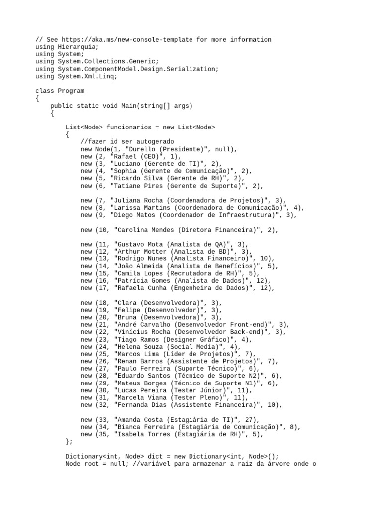 Organograma Comentado Program | PDF | Algoritmos e estruturas de dados