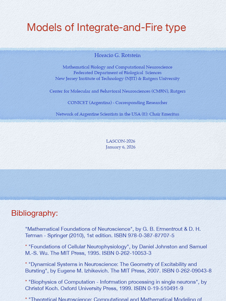 LASCON 2026_Lecture 6 - LIF Model and SRA | PDF | Action Potential | Computational Neuroscience