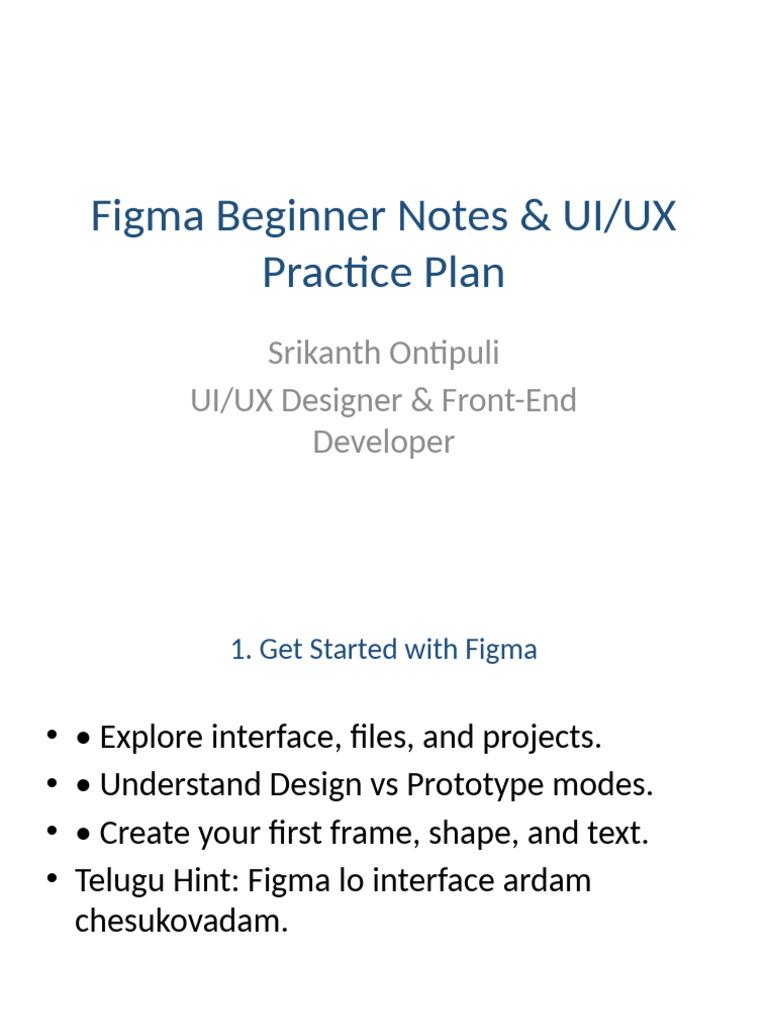 Figma Beginner Notes Practice Plan Srikanth Ontipuli | PDF | User ...