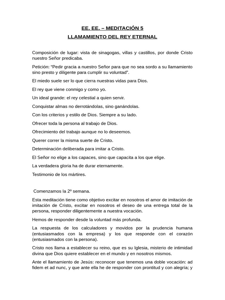 Meditación 5 - Llamamiento Del Rey Eternal | PDF | Cristo (título) | Jesús