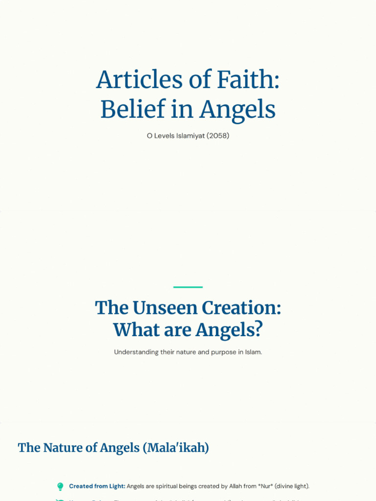 Belief in Angels (O Levels Islamiyat) | PDF