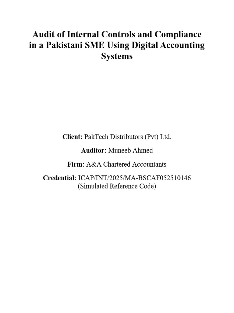 Internal Controls Audit for Pakistani SME | PDF | Audit | Internal Control