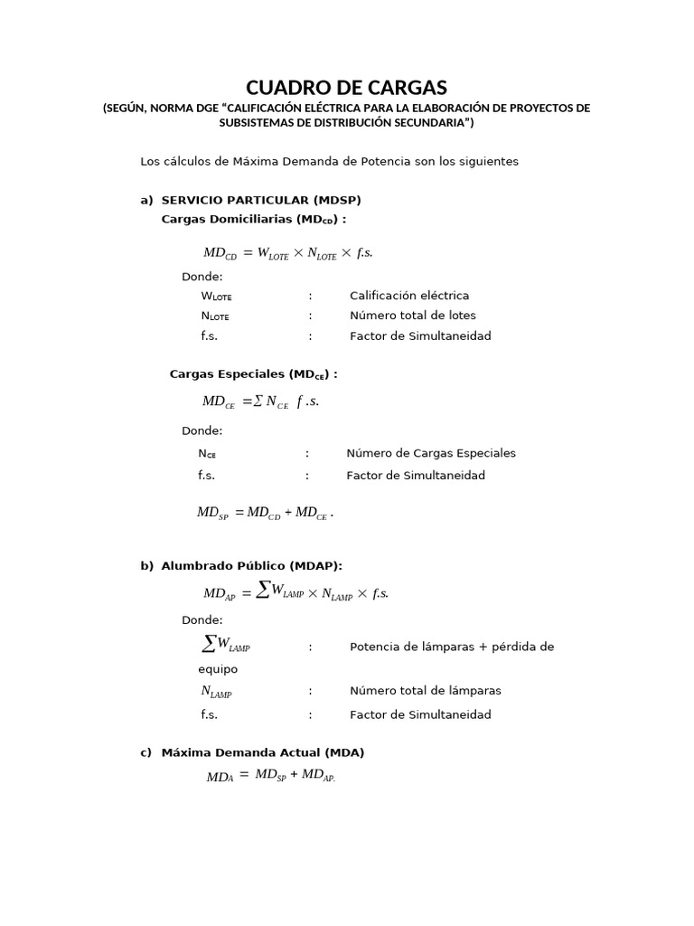Cálculo de Máxima Demanda Eléctrica | PDF | Poder (Física) | Energia ...