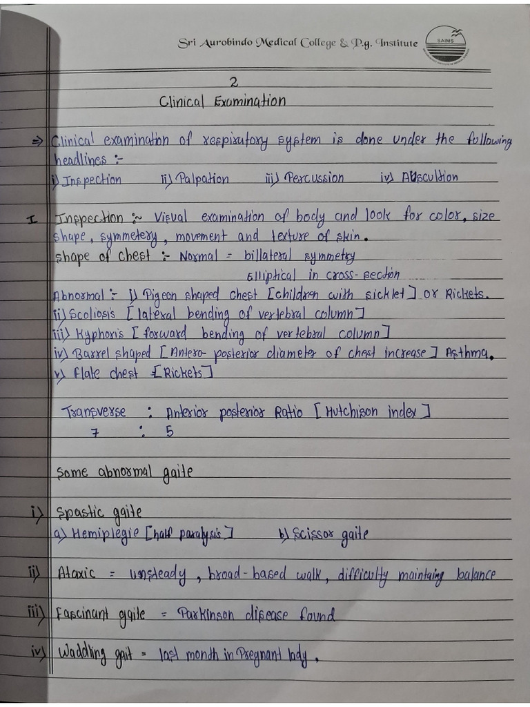 Clinical Examination Physiology | PDF